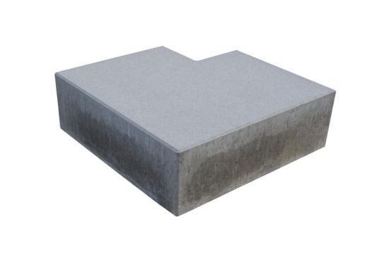 Gala-Lusit Blockstufenecke 90 Grad 16x35x50/50 cm - Grau mit Fase ...
